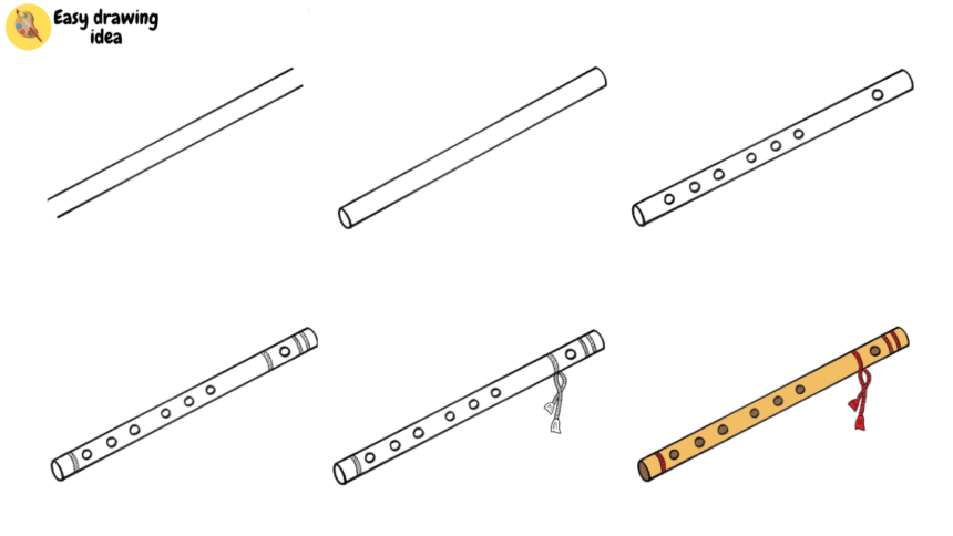 How to Draw a Bansuri Step by Step - Hand Of Art