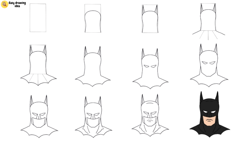 How to Draw a Batman Face Step by Step - Hand Of Art