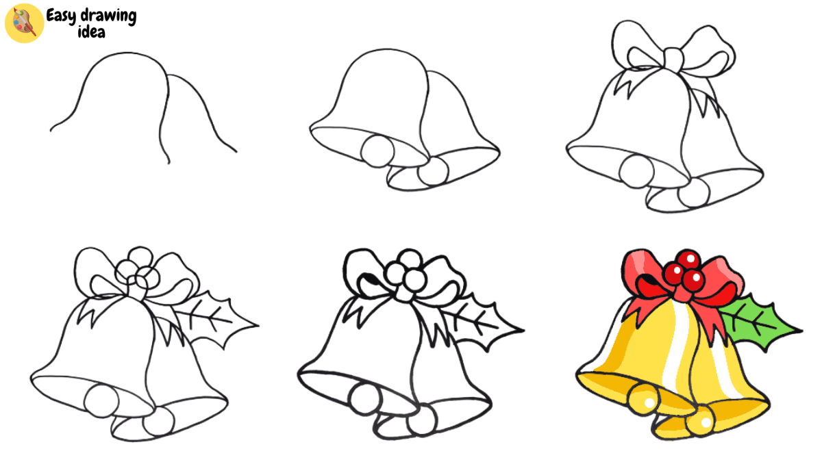 How To Draw A Christmas Bell Step By Step - Hand Of Art