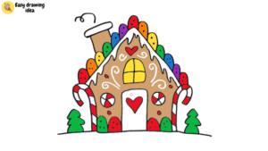 How To Draw A Gingerbread House Step By Step For Kids - Hand Of Art