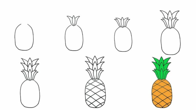 How to Draw a Pineapple Step by Step - Hand Of Art