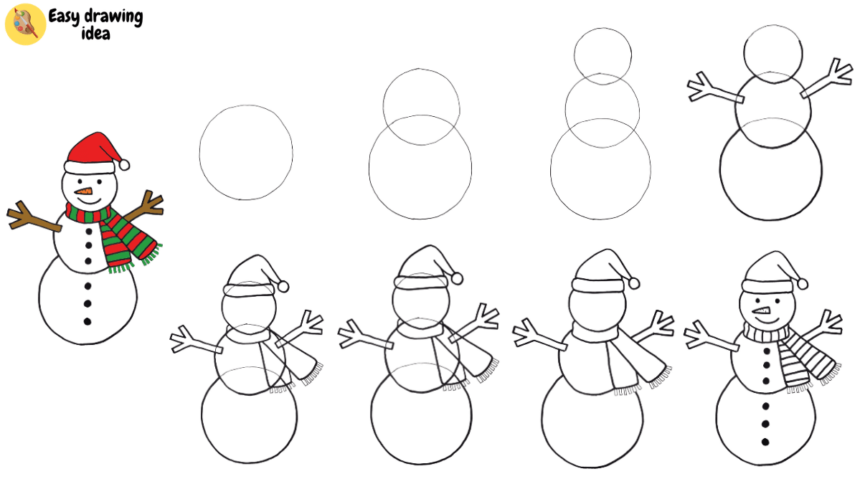 How To Draw A Snowman Step By Step - Hand Of Art
