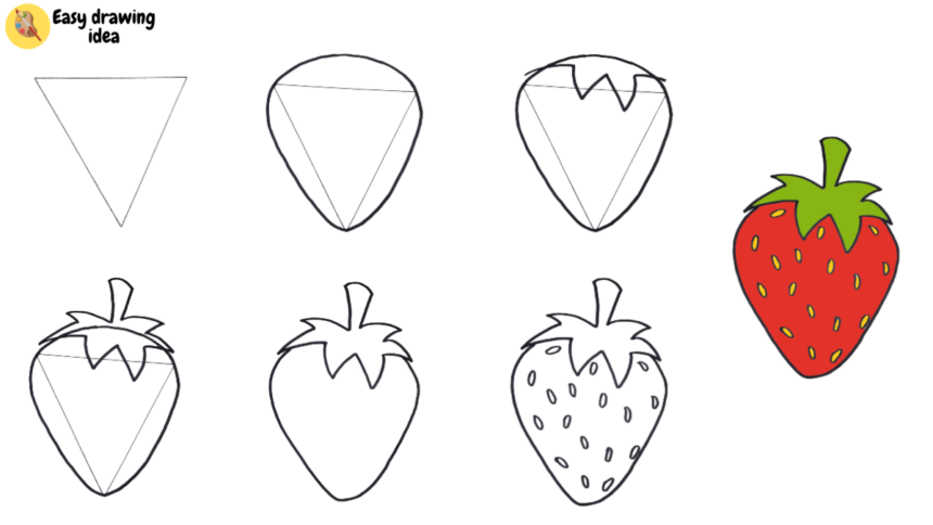 How To Draw A Strawberry Step By Step - Hand Of Art