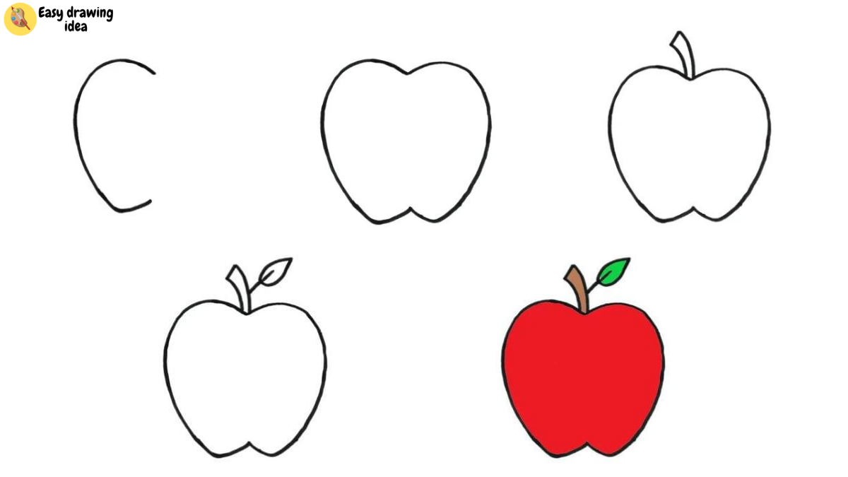 How to Draw an Apple Easy Tutorial for Kids - Hand Of Art