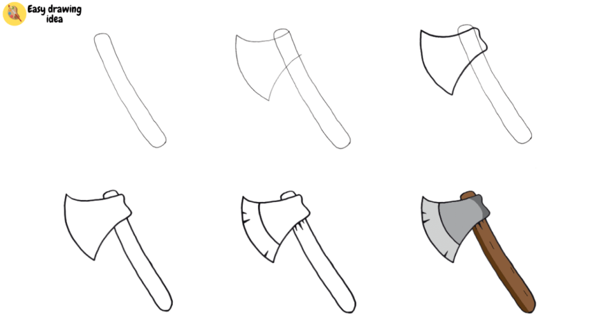 How to Draw an Axe Step by Step - Hand Of Art