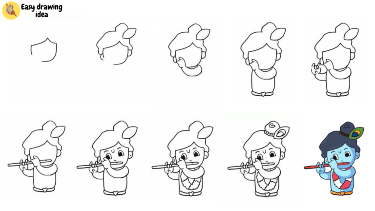 How to Draw Krishna Easy Step by Step - Hand Of Art