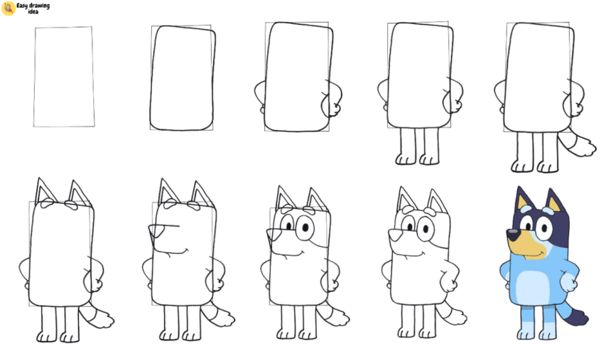 How to Draw a Bluey Step by Step - Hand Of Art