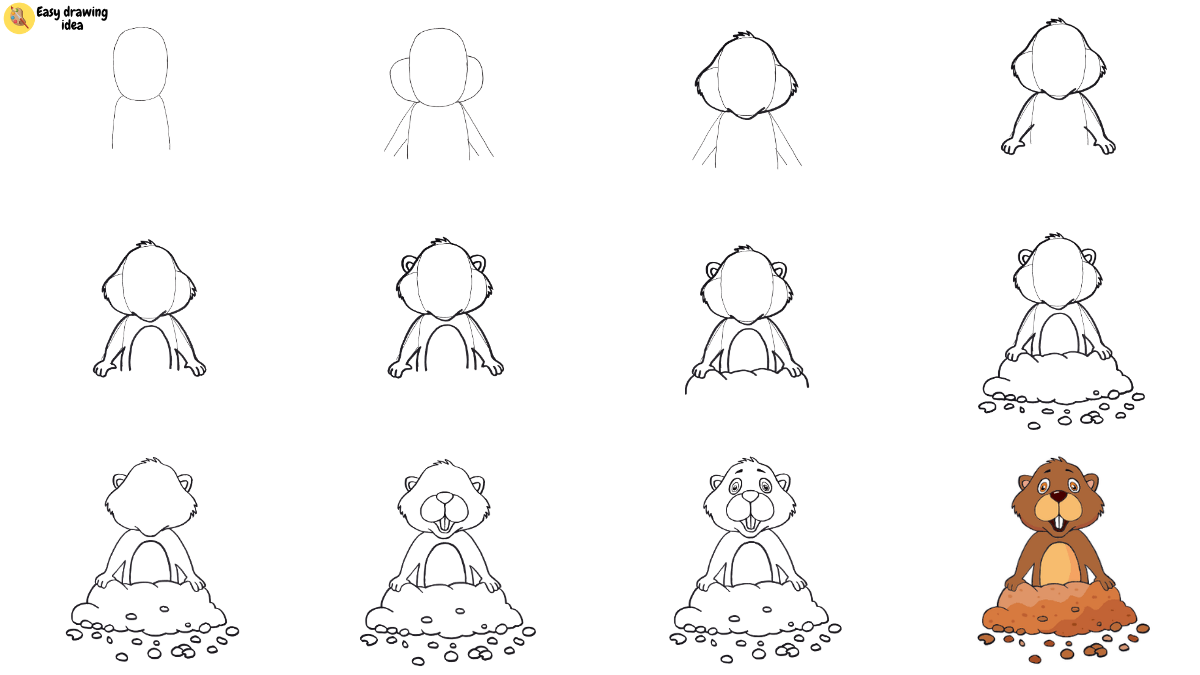 How To Draw A Groundhog Step By Step - Hand Of Art