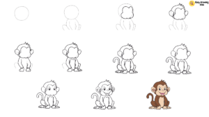 How To Draw A Monkey Step By Step - Hand Of Art