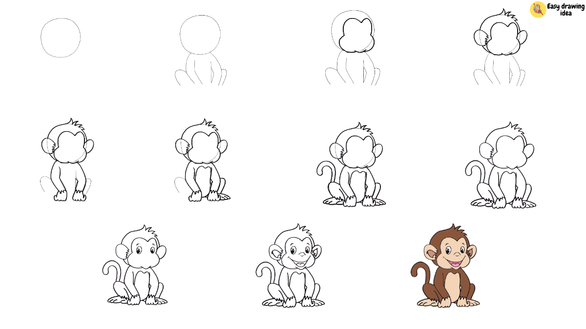 How To Draw A Monkey Step By Step - Hand Of Art