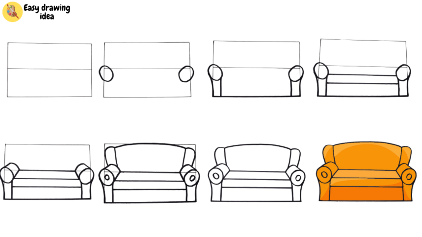 How To Draw A Sofa Step By Step - Hand Of Art