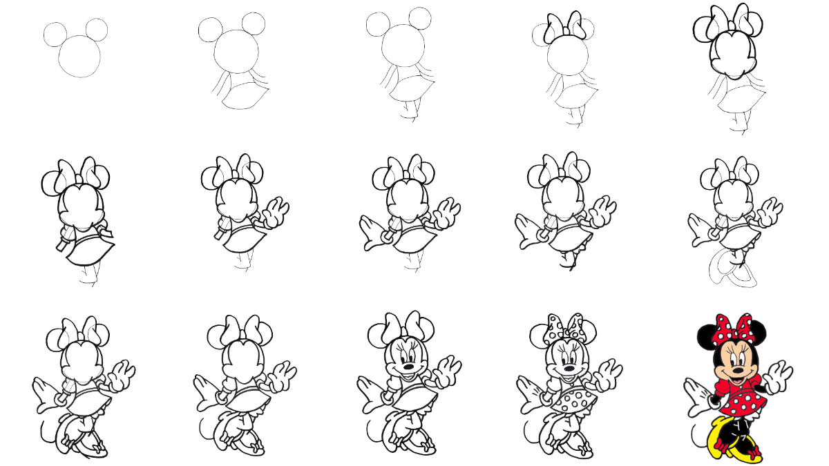 How To Draw A Minnie Mouse Step By Step For Kids - Hand Of Art