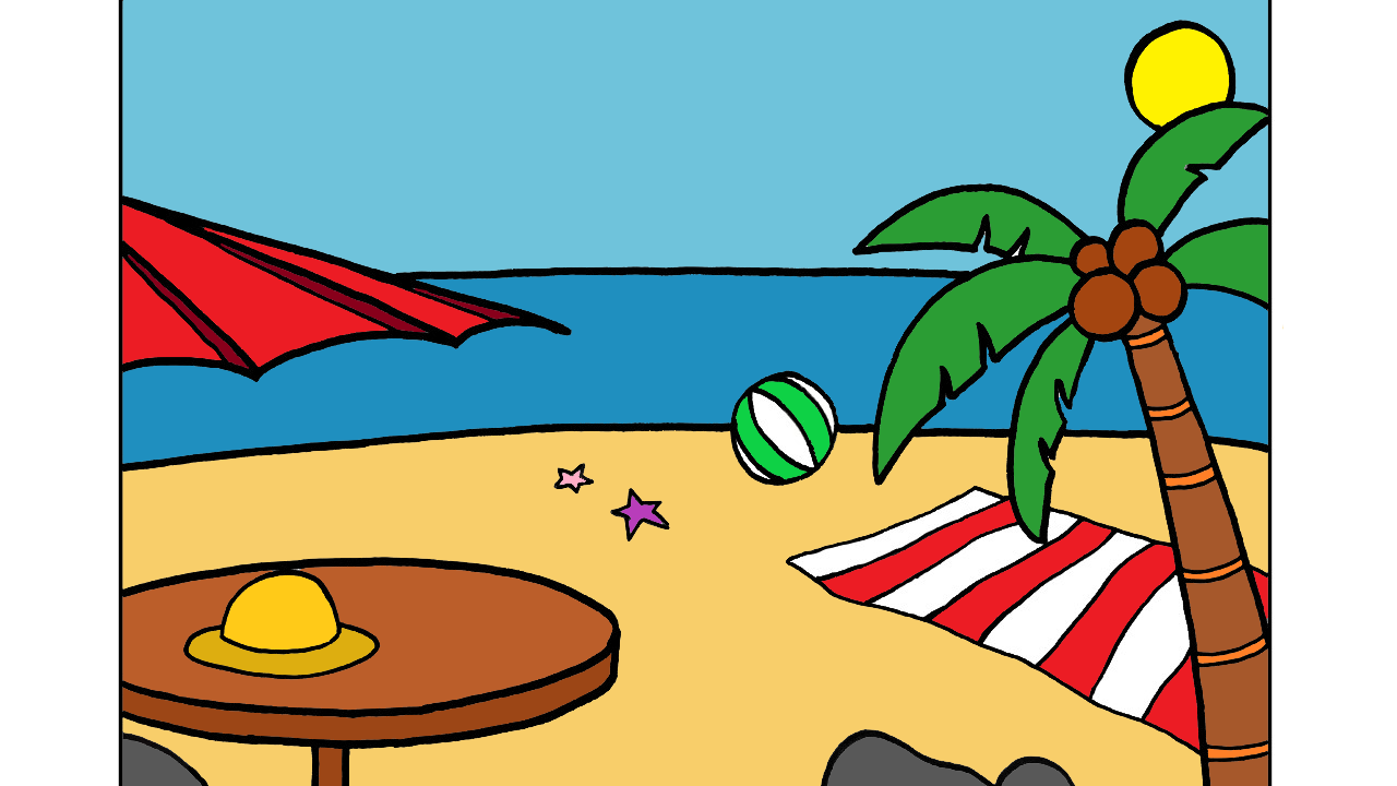 How to Draw Beach Step By Step