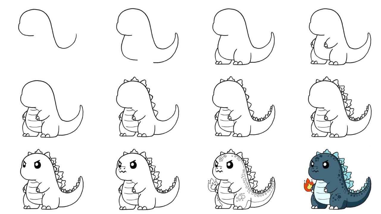 How to Draw Godzilla Step By Step - Hand Of Art