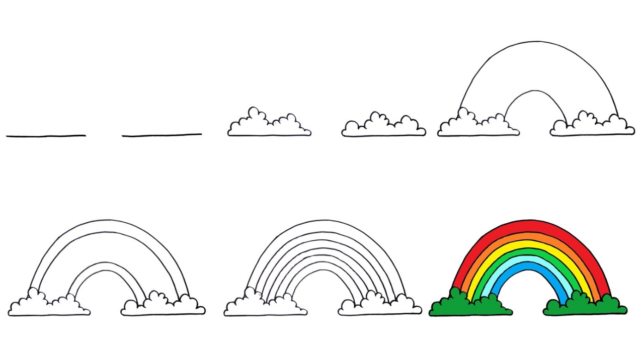 How to Draw a Rainbow Step By Step - Hand Of Art