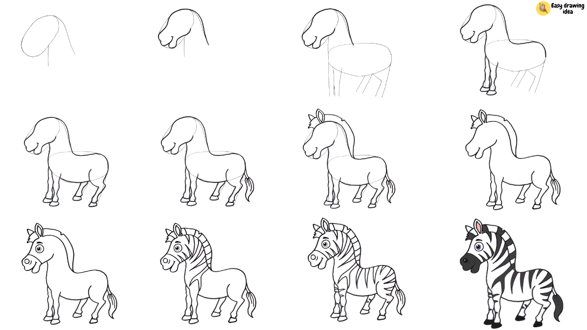 How To Draw A Zebra Step By Step