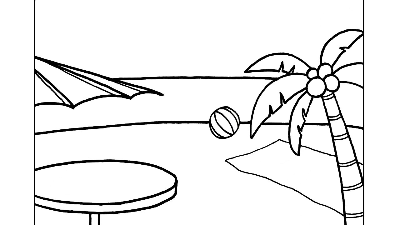 How to Draw Beach Step By Step