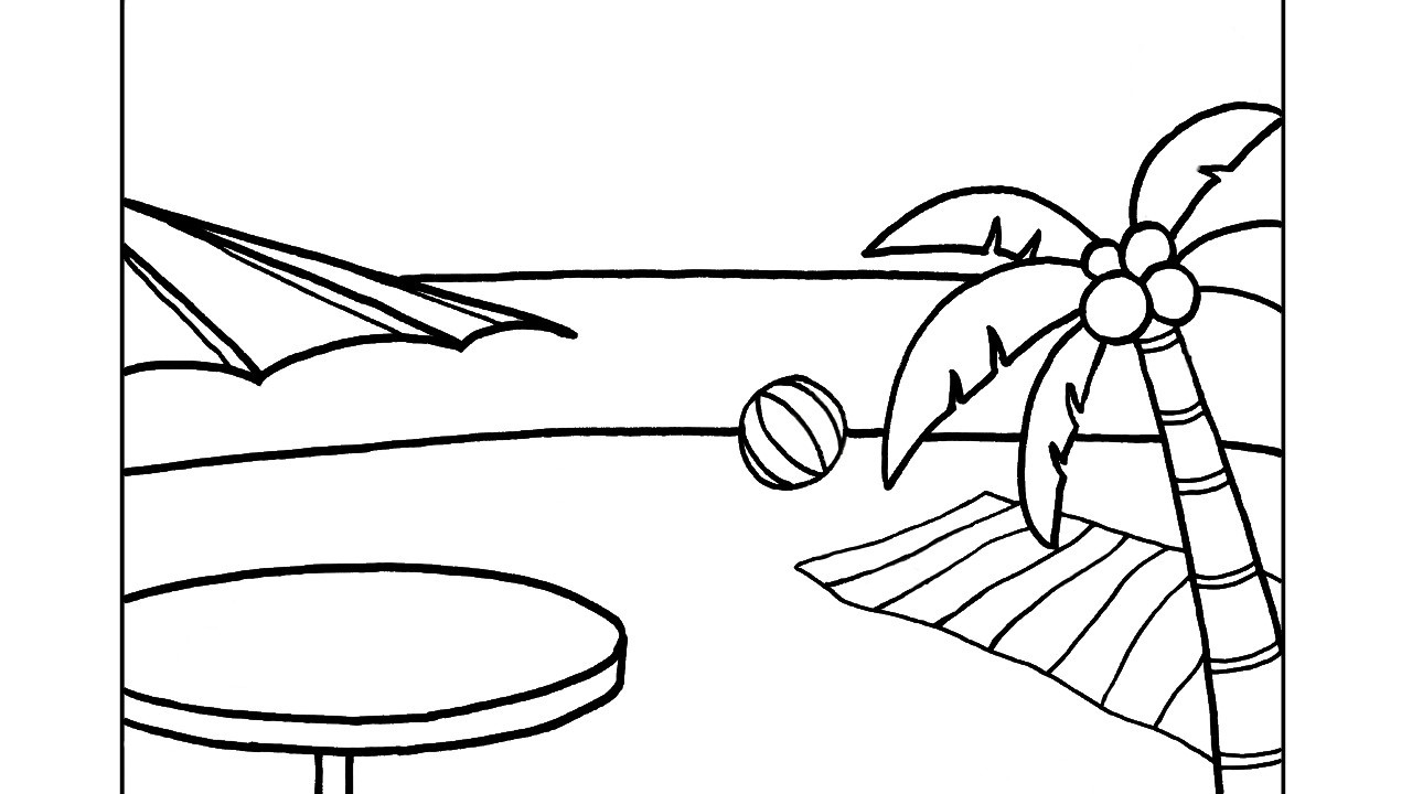 How to Draw Beach Step By Step