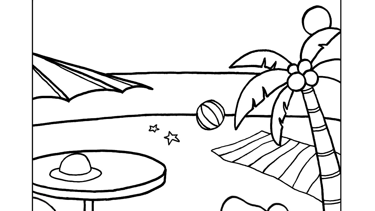 How to Draw Beach Step By Step