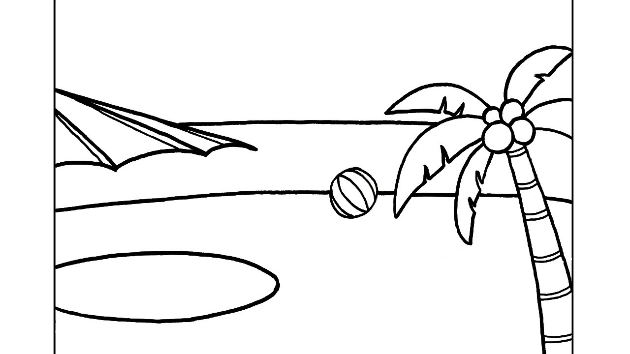 How to Draw Beach Step By Step