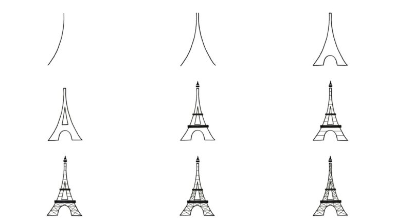 How to Draw the Eiffel Tower Step By Step - Hand Of Art
