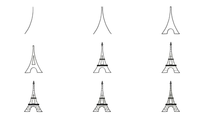 How to Draw the Eiffel Tower Step By Step - Hand Of Art