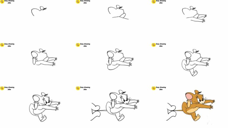 How To Draw Tom & Jerry Running Step By Step