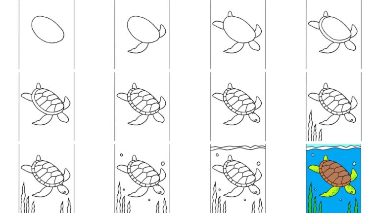 How To Draw A Sea Turtle Step By Step - Hand Of Art