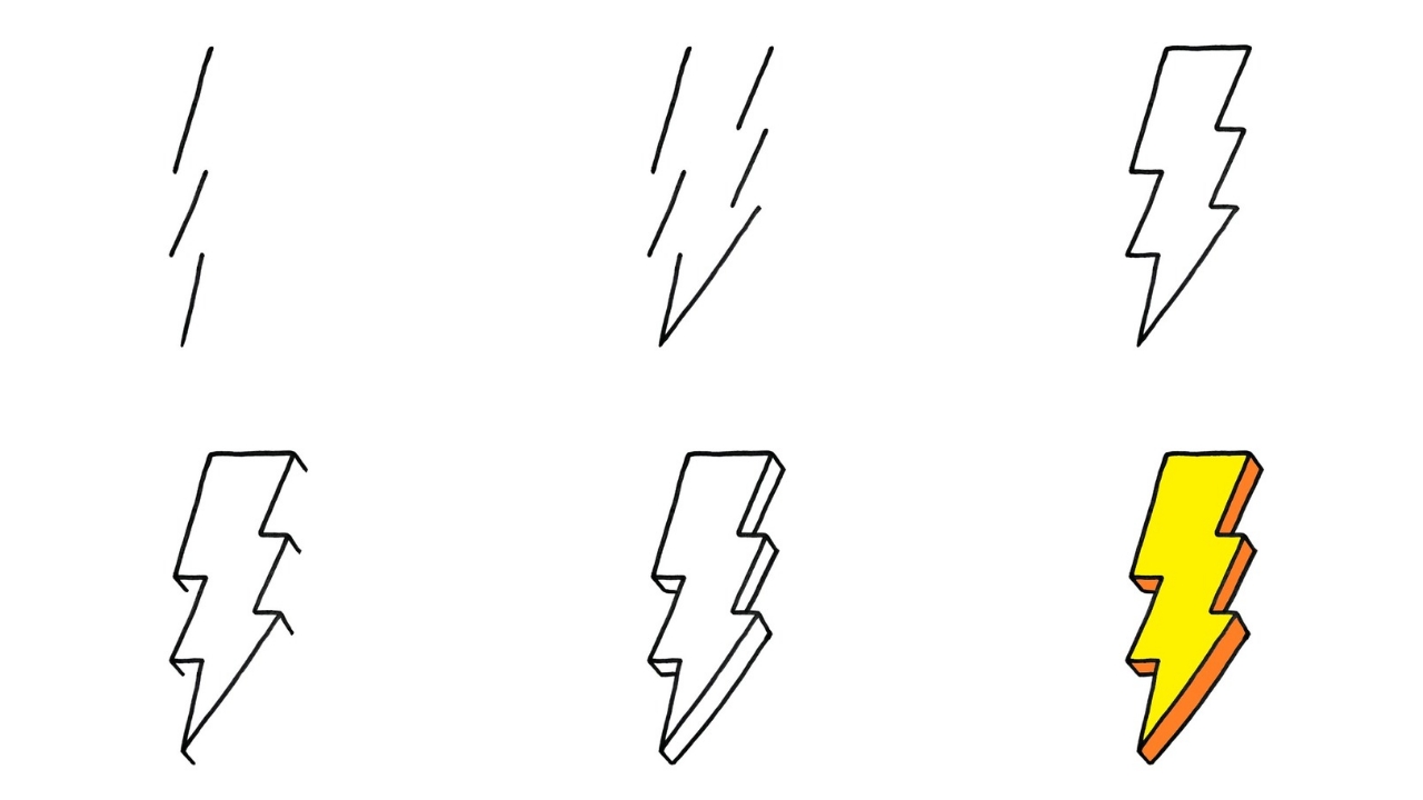 How to Draw Lightning Bolt Step By Step - Hand Of Art