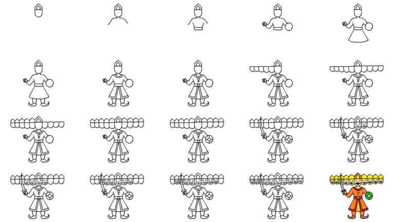 How to Draw Ravan For Kids Step By Step - Hand Of Art