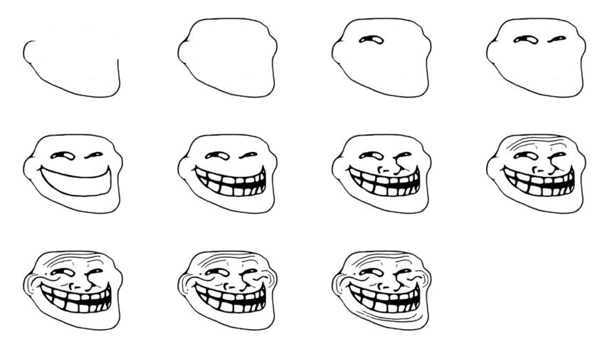 How to Draw Troll Face Step By Step - Hand Of Art