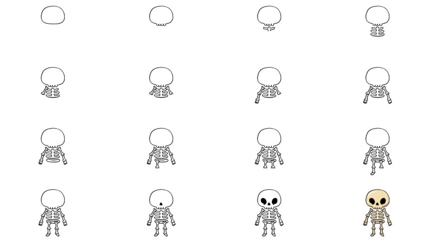 How to Draw a Skeleton Step By Step - Hand Of Art
