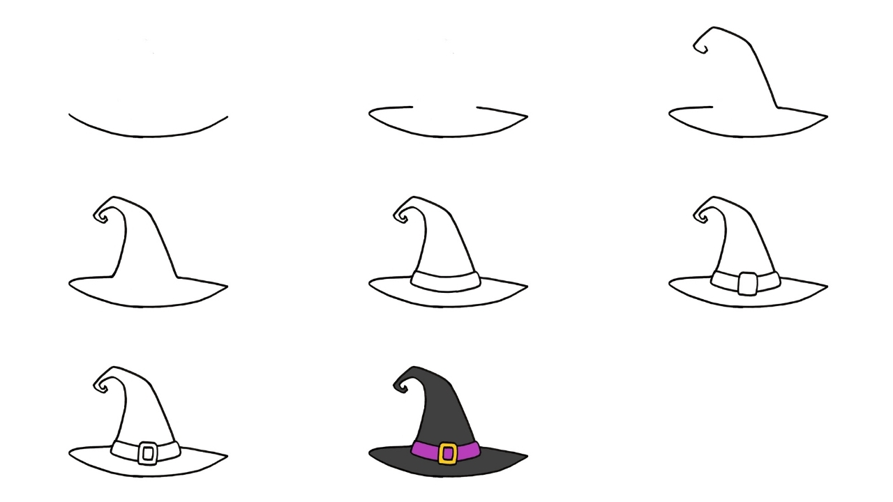 How to Draw a Witch Hat Step by Step - Hand Of Art