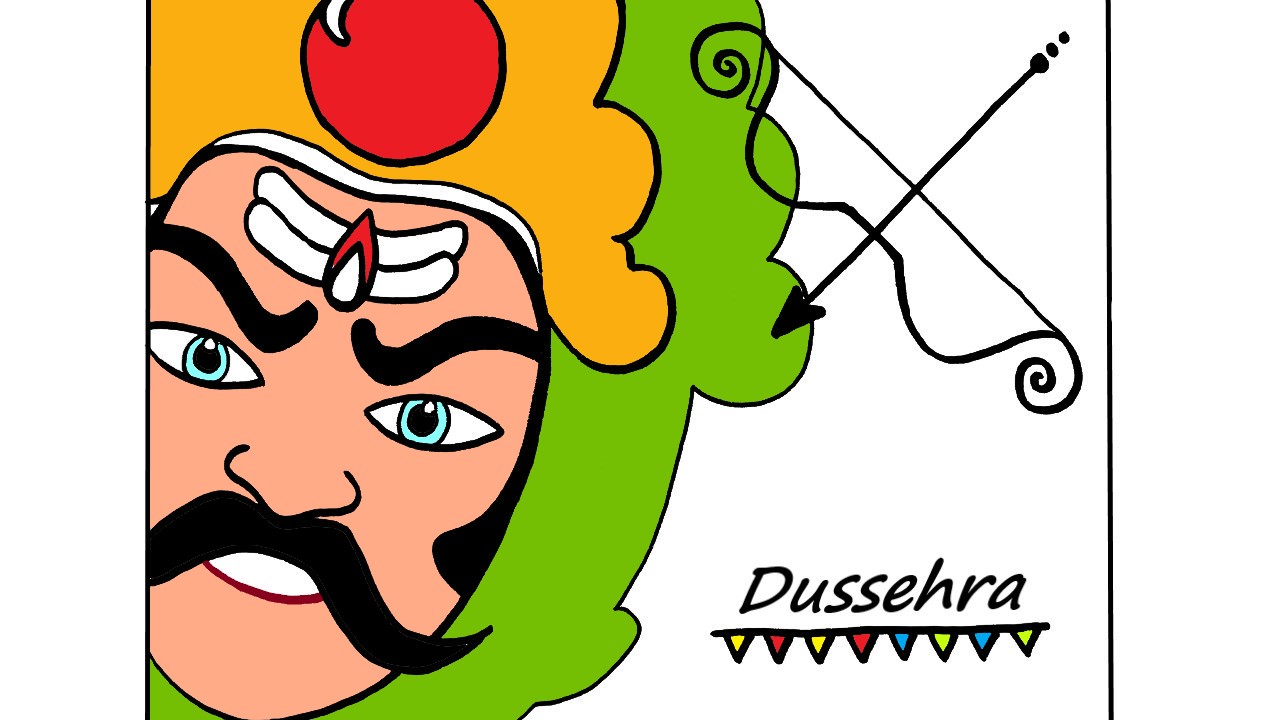 Dussehra Drawing for Kids Step By Step - Hand Of Art