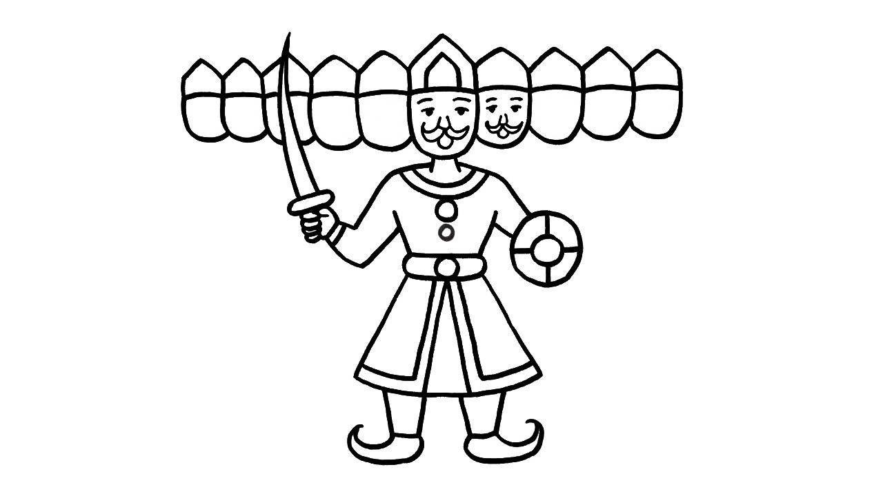 How to Draw Ravan For Kids Step By Step - Hand Of Art