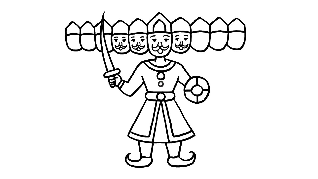 How to Draw Ravan For Kids Step By Step - Hand Of Art
