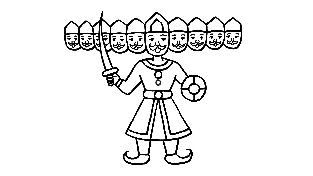 How to Draw Ravan For Kids Step By Step - Hand Of Art