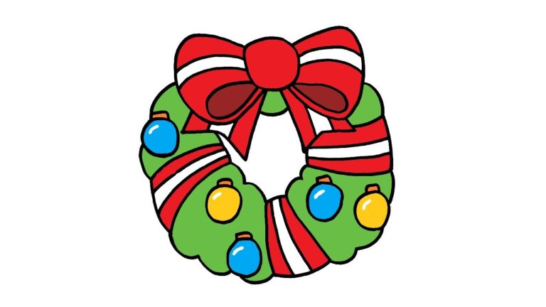 How To Draw a Christmas Wreath Step by Step - Hand Of Art