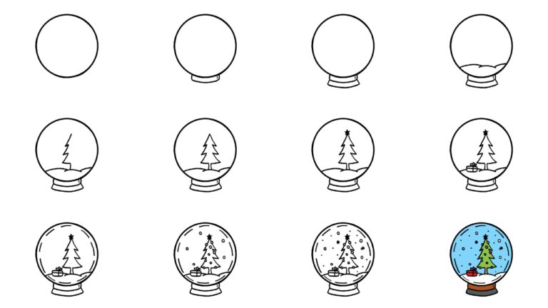 How To Draw a Snow Globe Step by Step - Hand Of Art