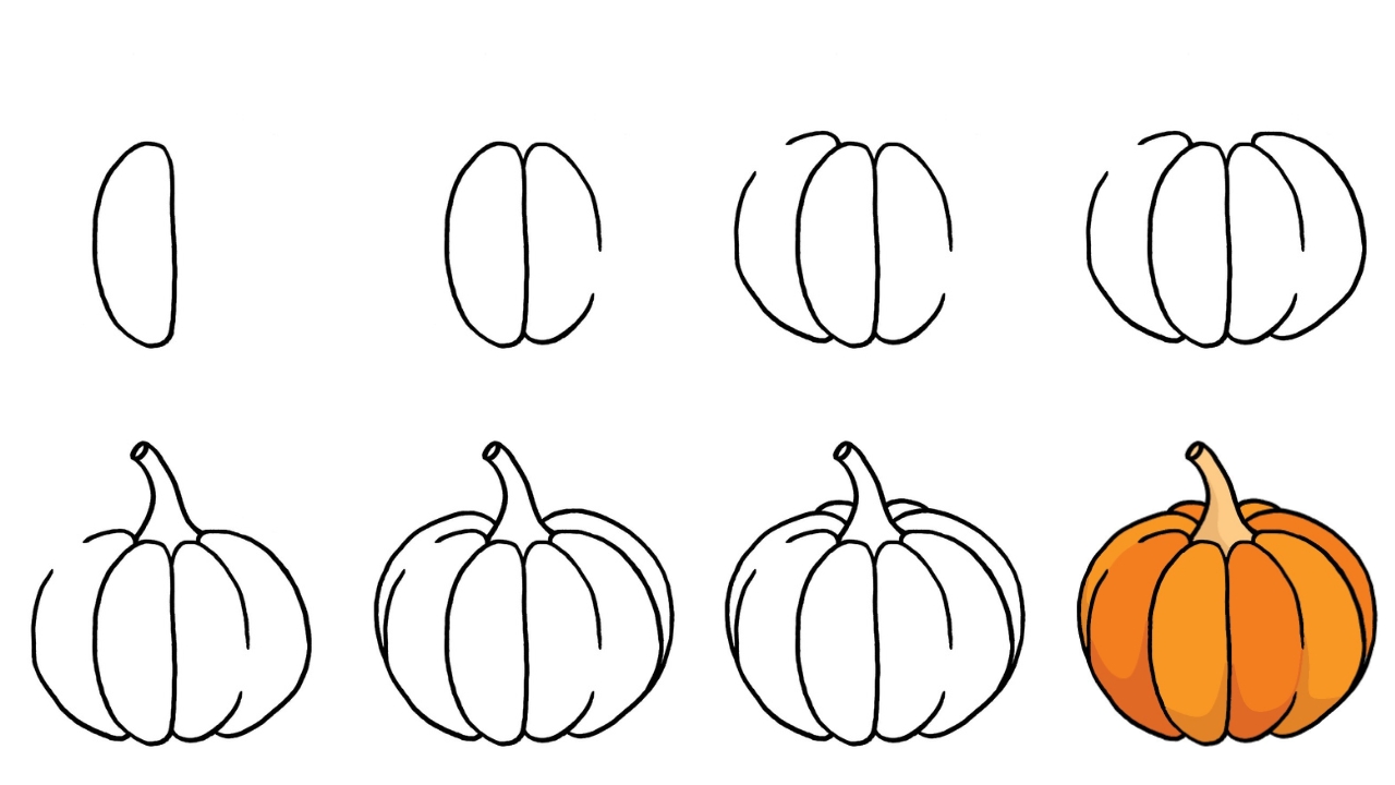 How To Draw A Pumpkin Step By Step - Hand Of Art