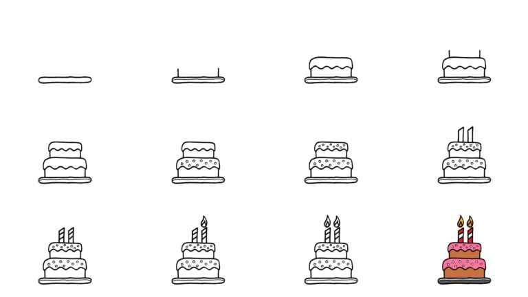 How to Draw a Birthday Cake Step By Step - Hand Of Art
