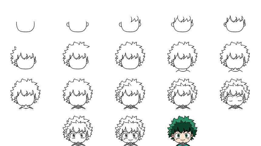 How to Draw Deku Step By Step