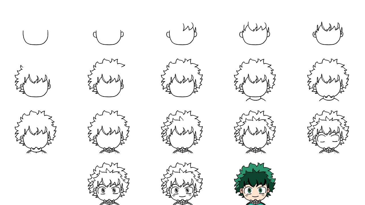 How to Draw Deku Step By Step