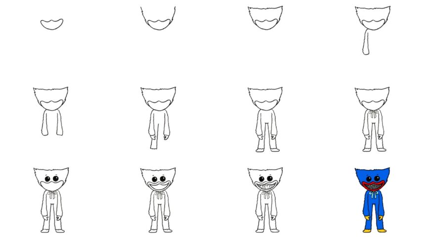 How to Draw Huggy Wuggy Step By Step